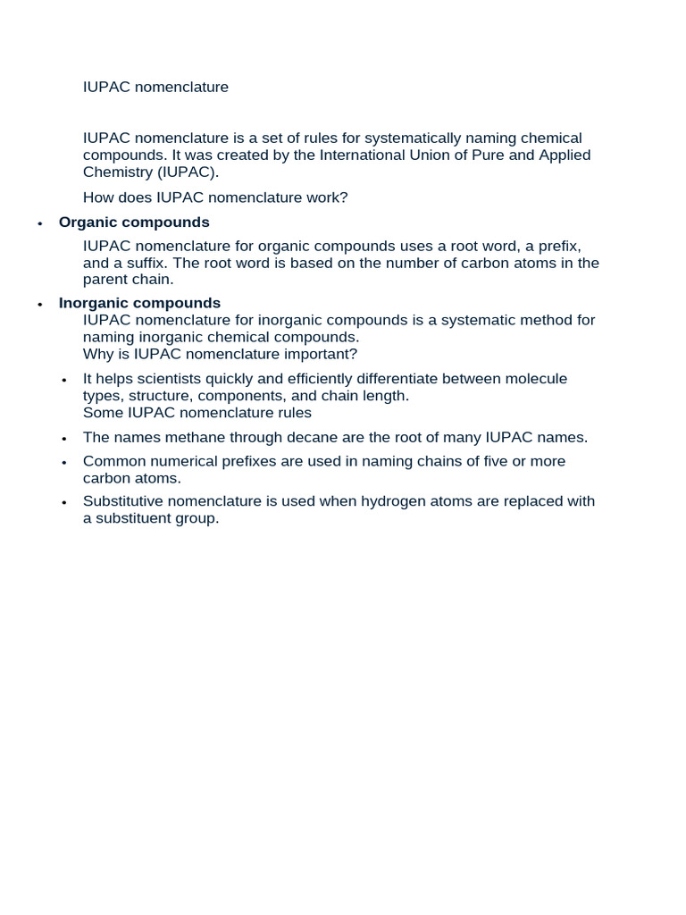 IUPAC Naming for Chemists | PDF