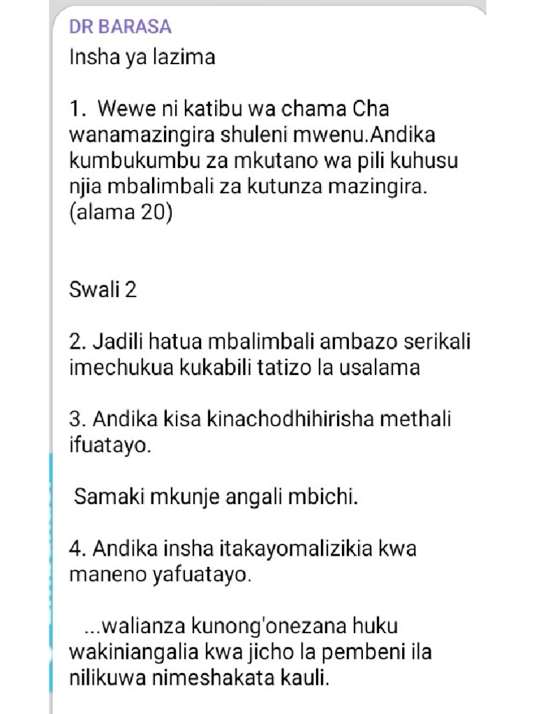 Nov - Dec KCSE 2022 KISWAHILI PP1 | PDF