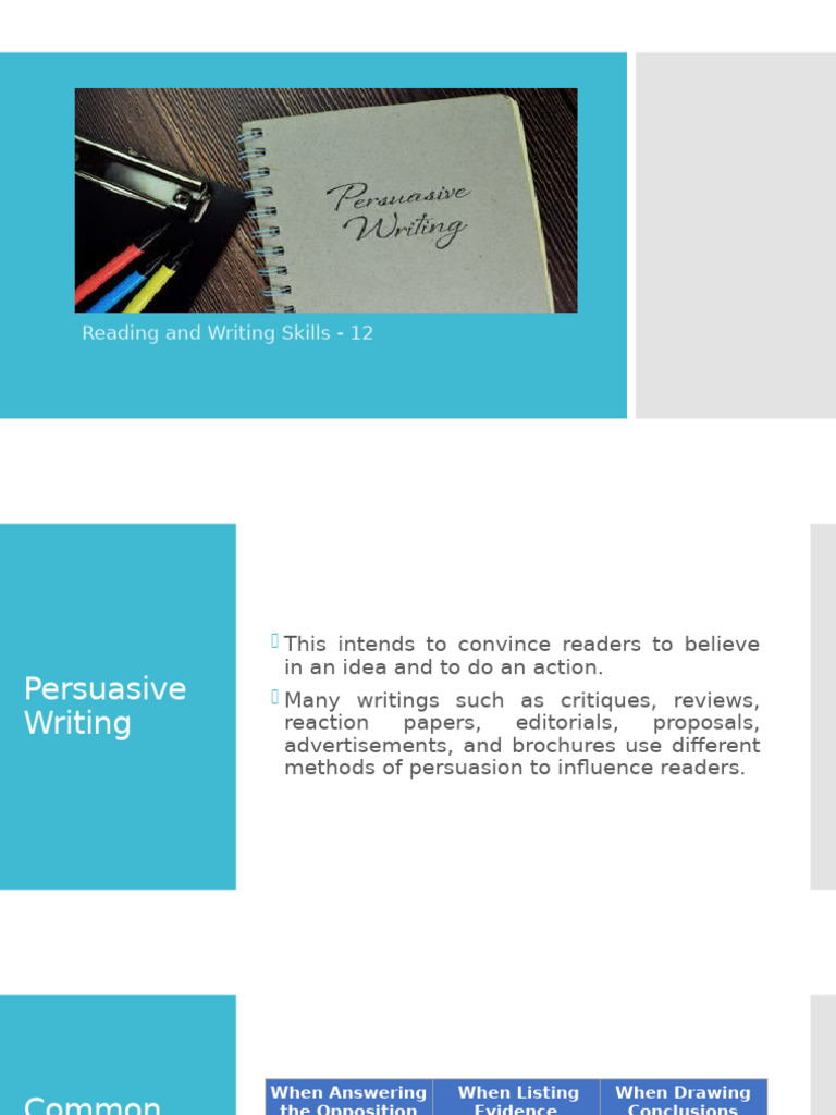 Persuasive Writing Modes of Persuasion | PDF | Credibility | Tobacco ...