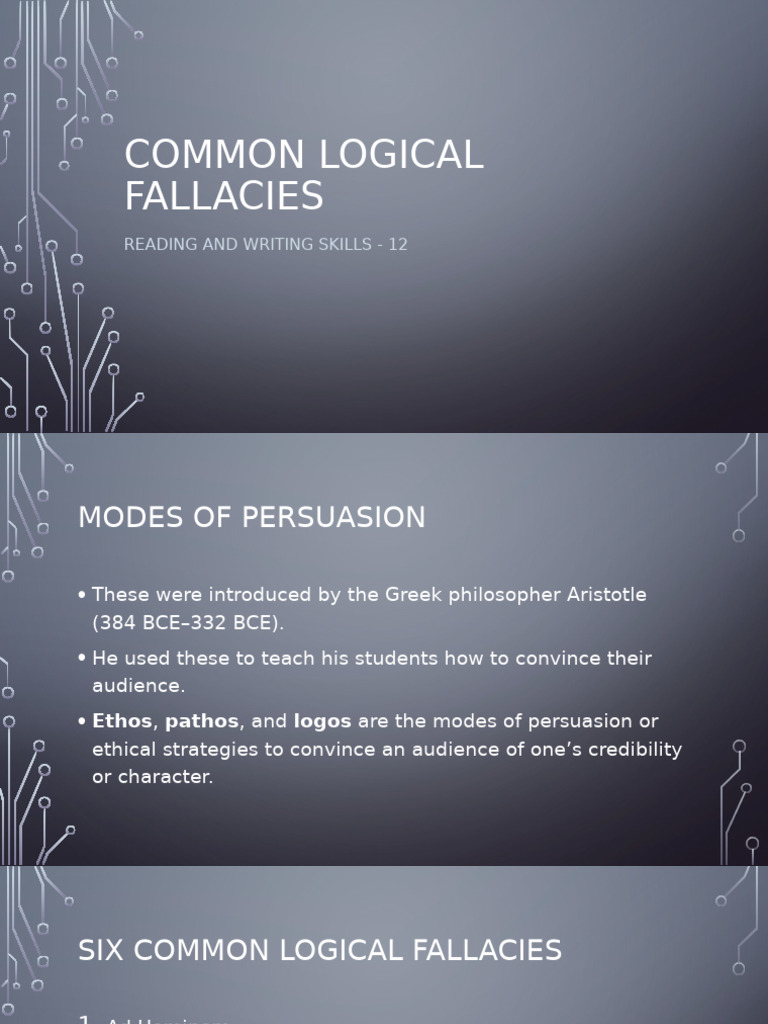 Common Logical Fallacies and Frequently Used Sources of Info... | PDF | Fallacy