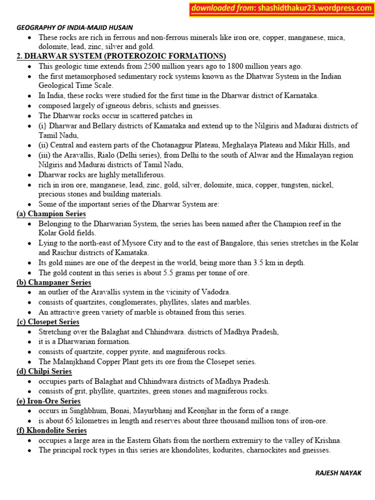 Overview of the Dharwar Rock System | PDF | Rock (Geology) | Ore