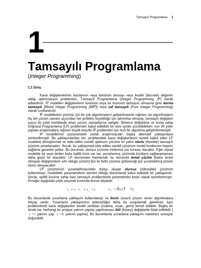 Bolum 1 - Tamsayili Programlama | PDF
