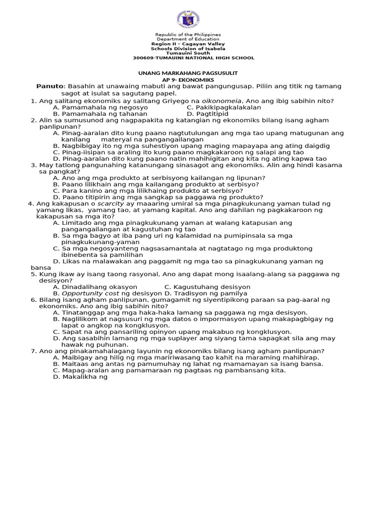 2nd quater exam final | PDF