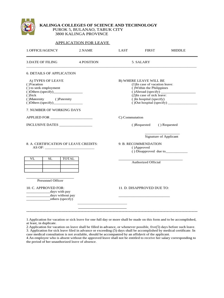 Application for Leave | PDF | Sick Leave | Labor