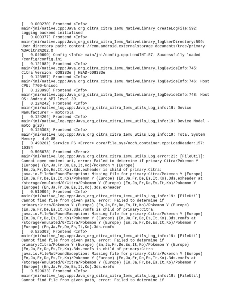 Citra Android Log: File Errors | PDF | Computer Engineering | Computing