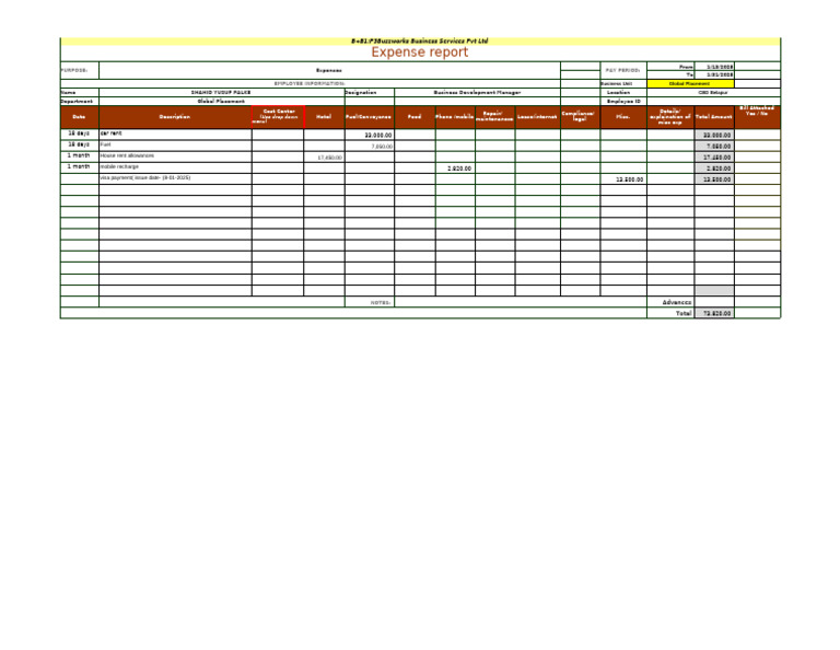 expense sheet | PDF