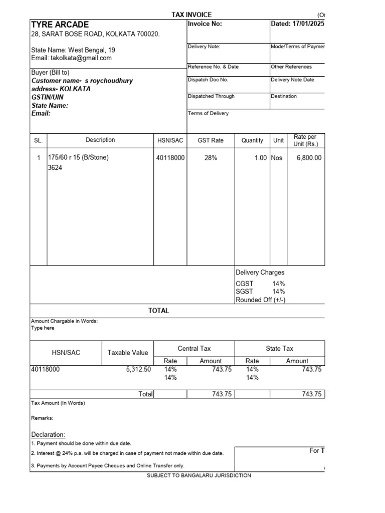 TAX INVOICE formate | PDF | Payments | Public Finance