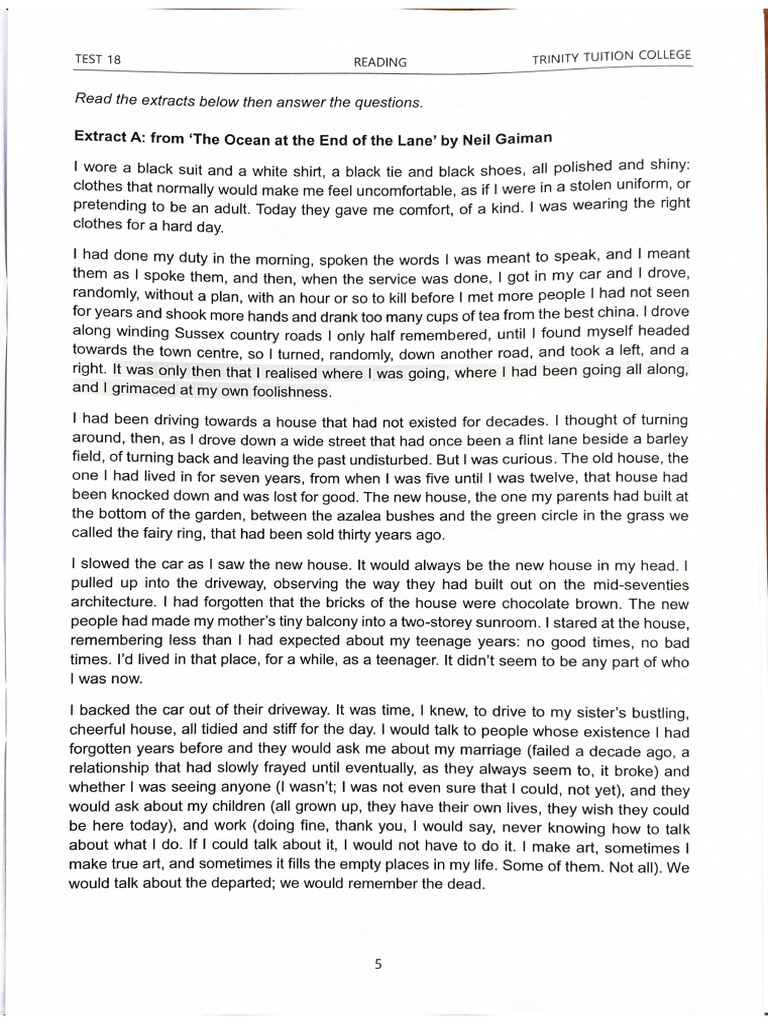 Selective Trial Test Trinity Tuition Test 18 | PDF