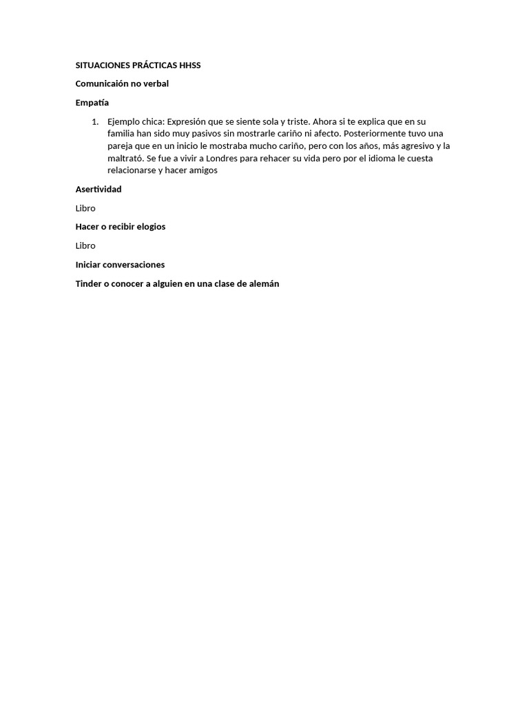 Situaciones Prácticas HHSS | PDF