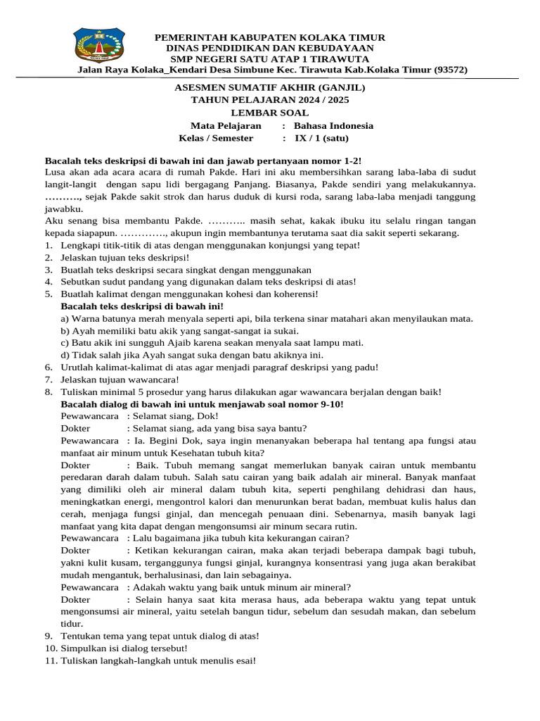 SOAL PKN KLS 8 Ganjil 2023 | PDF