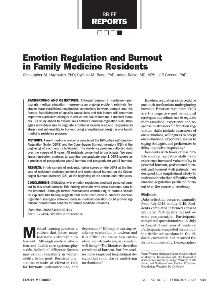 Emotion Regulation and Burnout | PDF | Occupational Burnout | Emotional ...