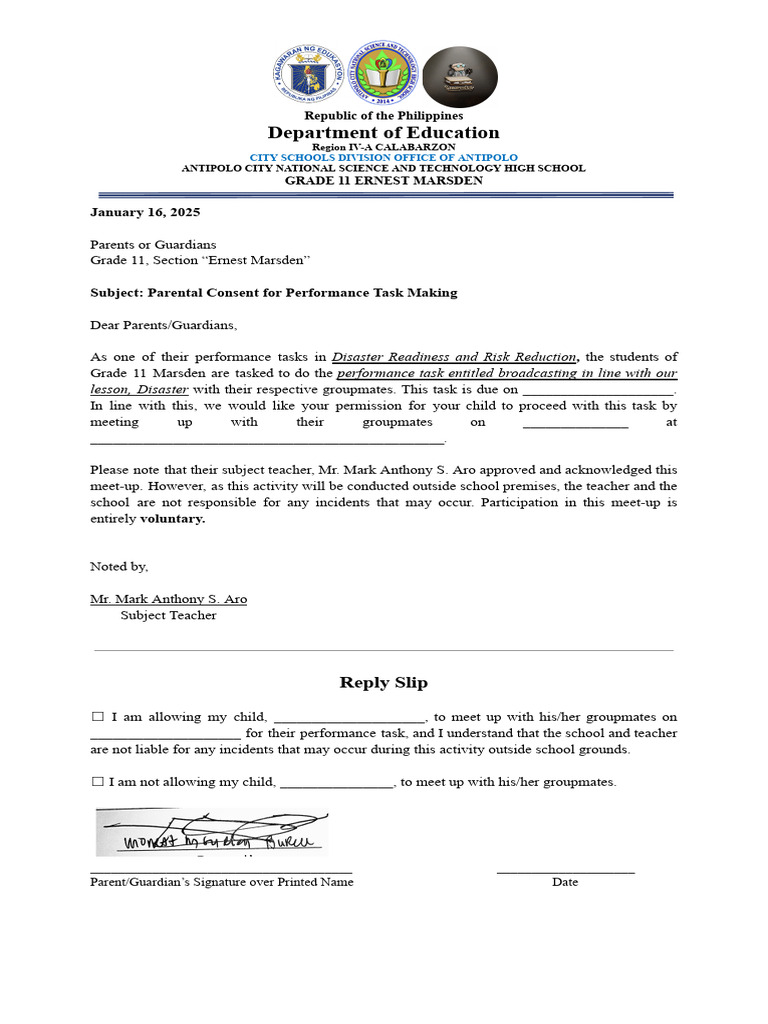 PT Making - Parental Consent Form | PDF
