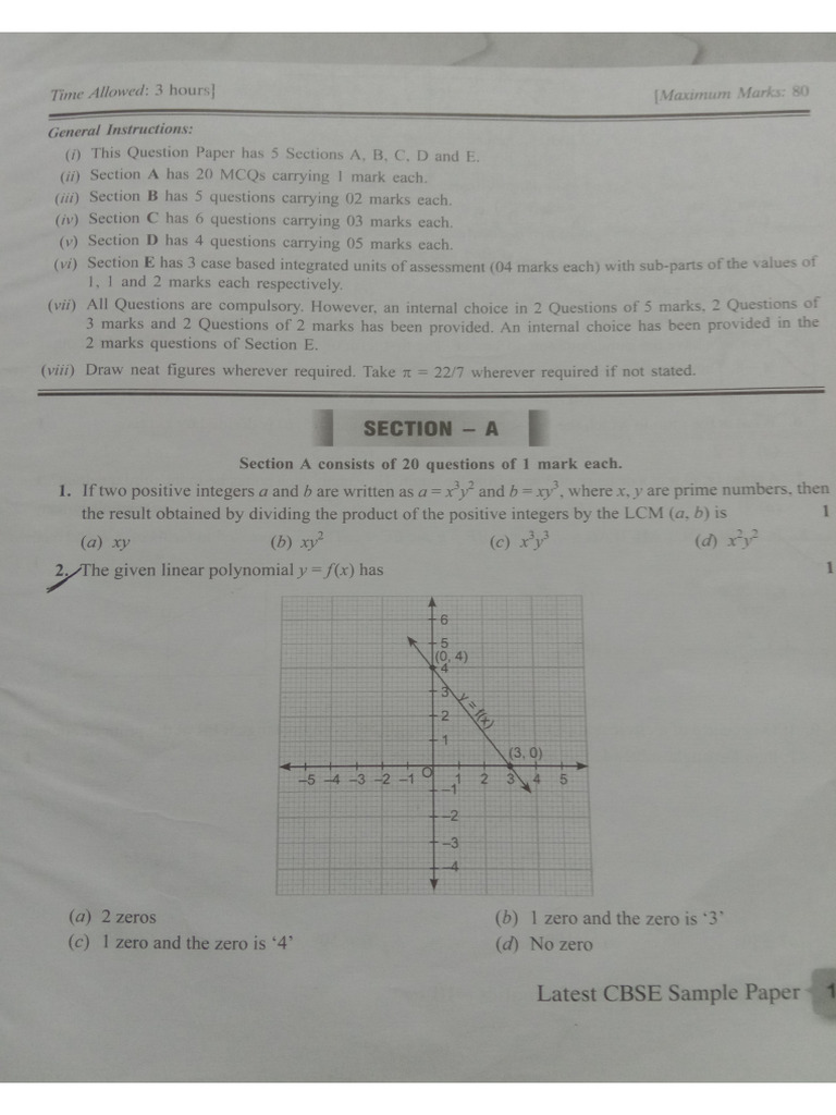 Sample Paper 1 | PDF
