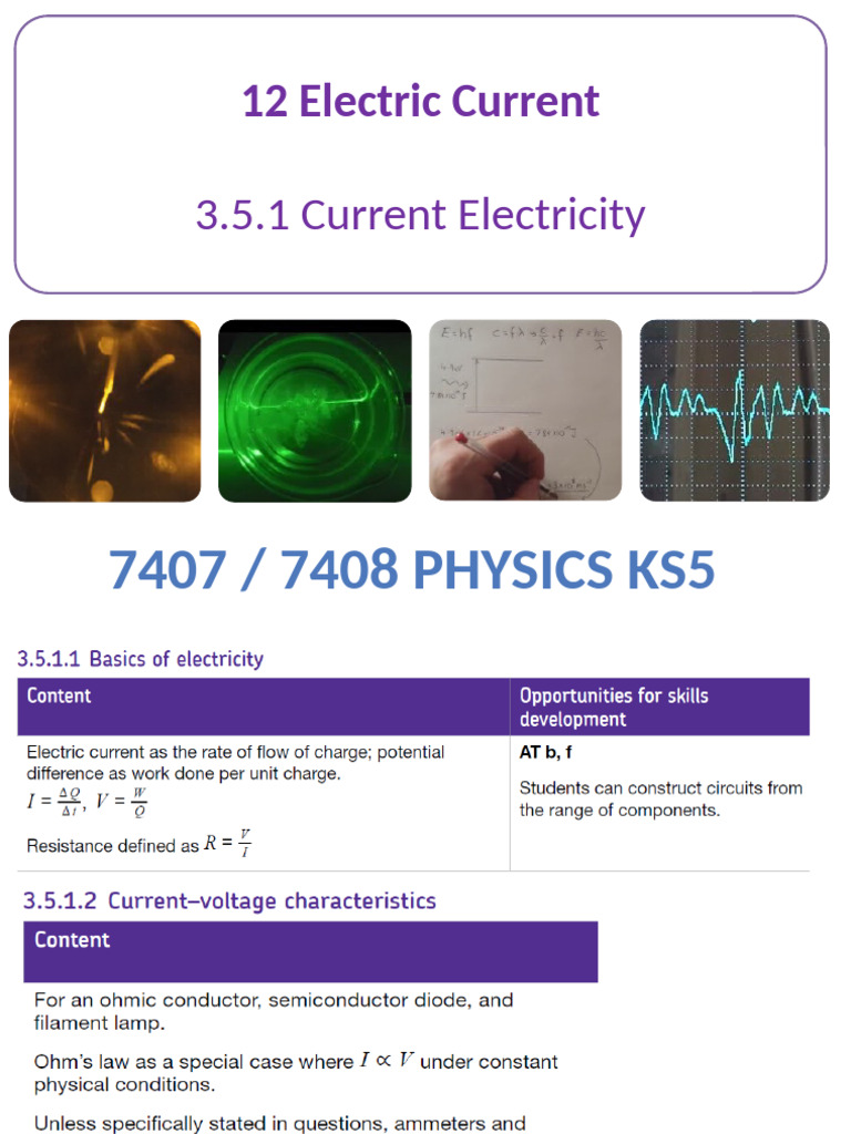 Physics KS5: Understanding Current | PDF