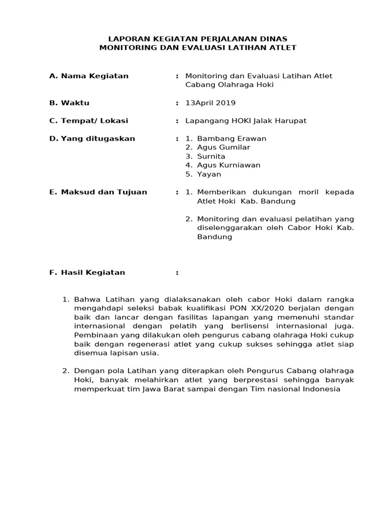 laporan perdin hoki | PDF