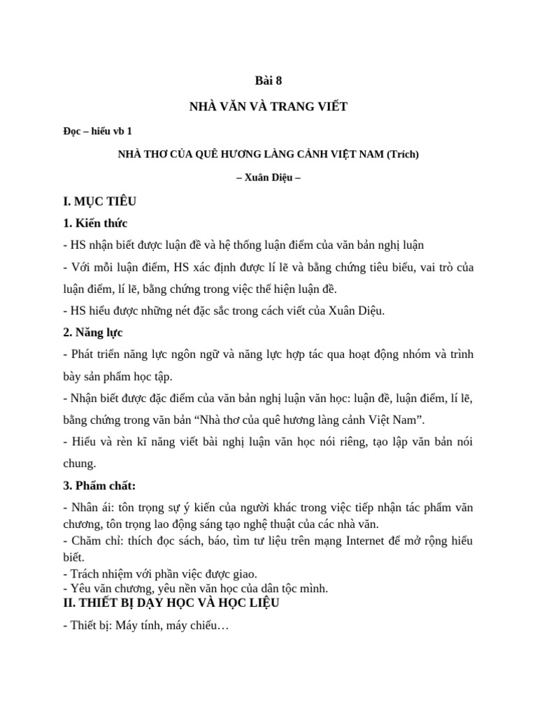 VB1 Bài 8 - Nhà Thơ C A Quê Hương | PDF