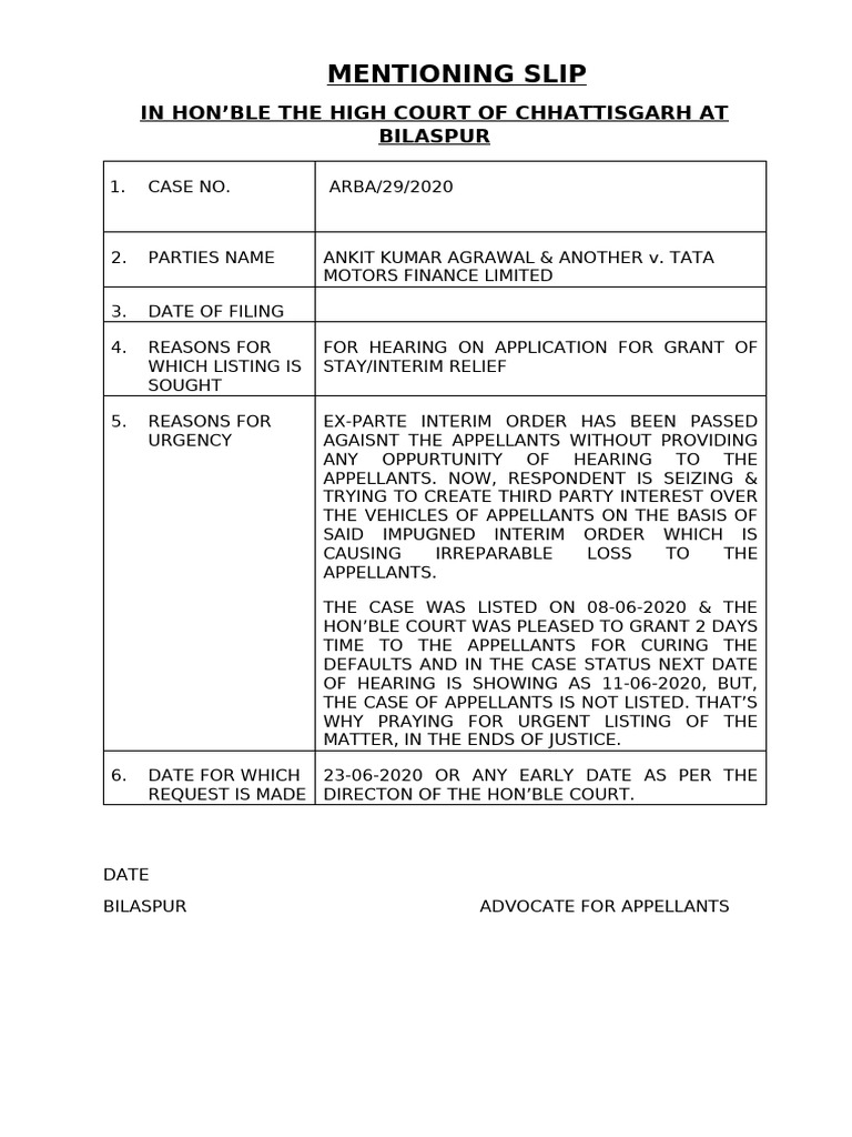MENTIONING SLIP | PDF