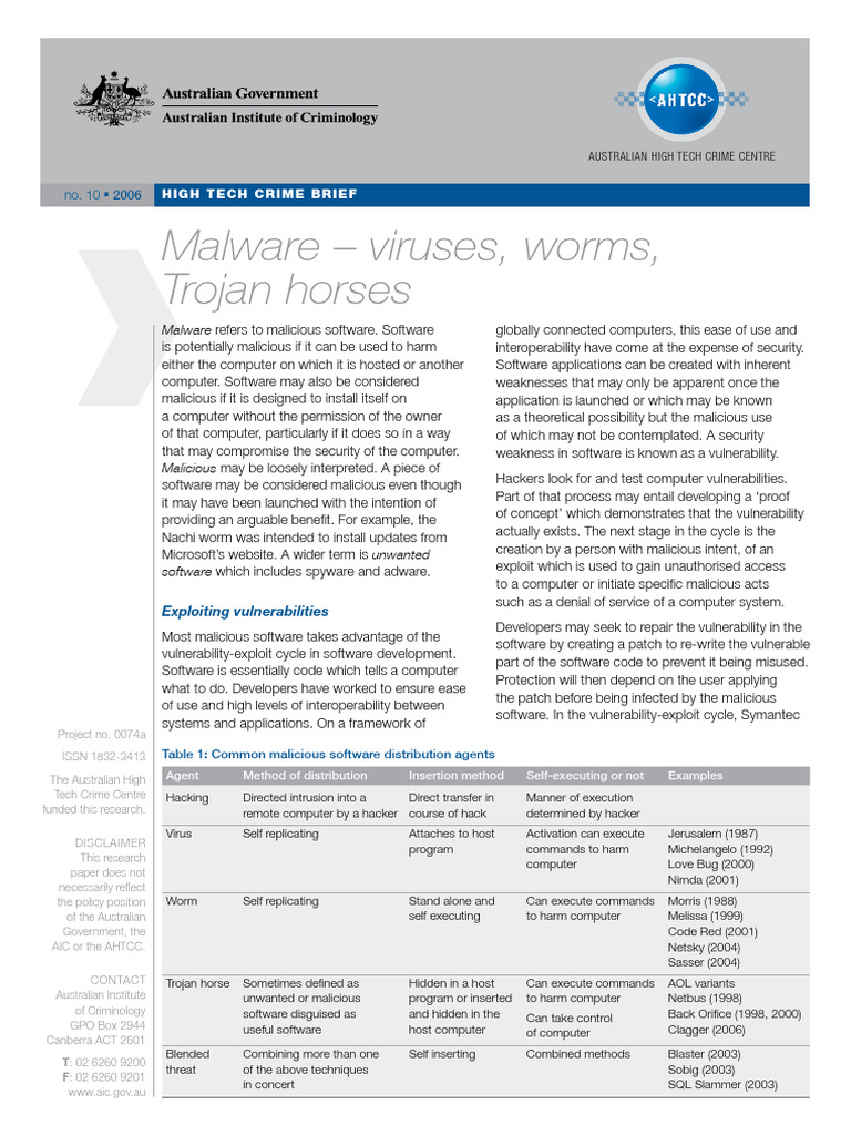 Malware-Virus, Worm, Trojan Horses | PDF | Malware | Computer Virus