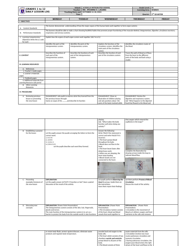 DLL_SCIENCE 6_Q2_W3 | PDF | Human Body | Blood