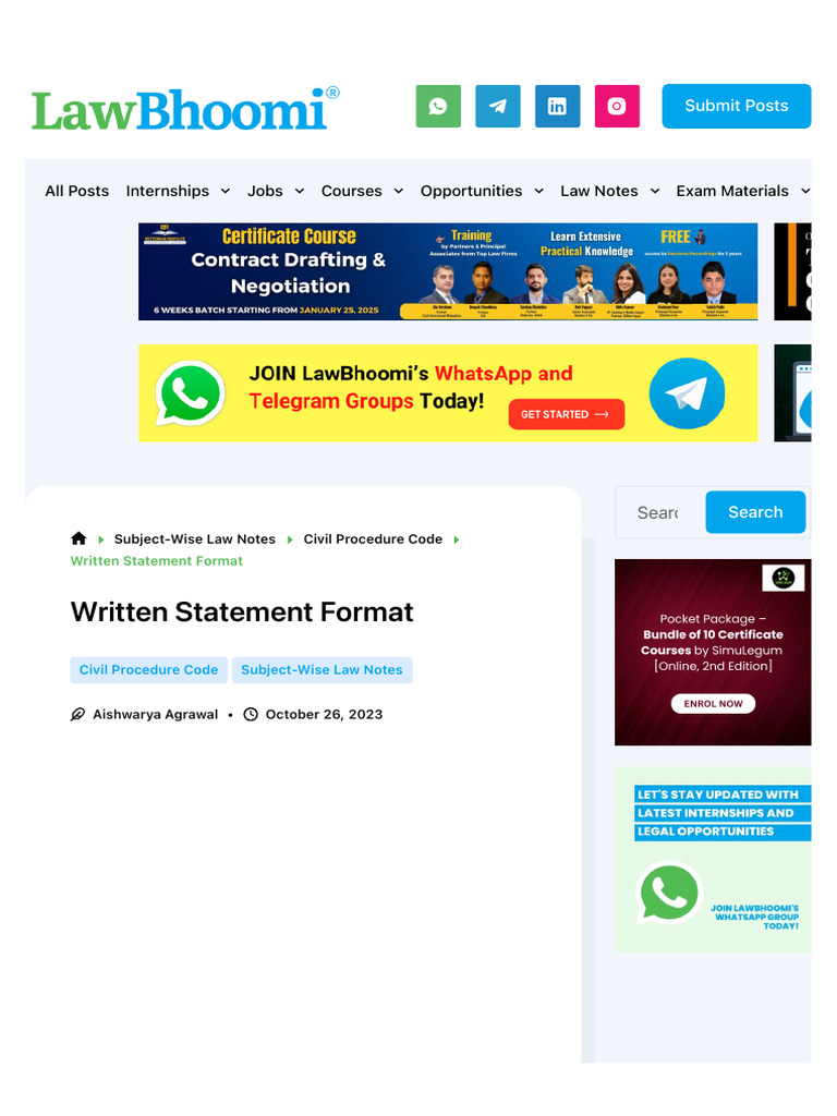 Written Statement Format Under CPC | PDF | Lawsuit | Legal Remedy