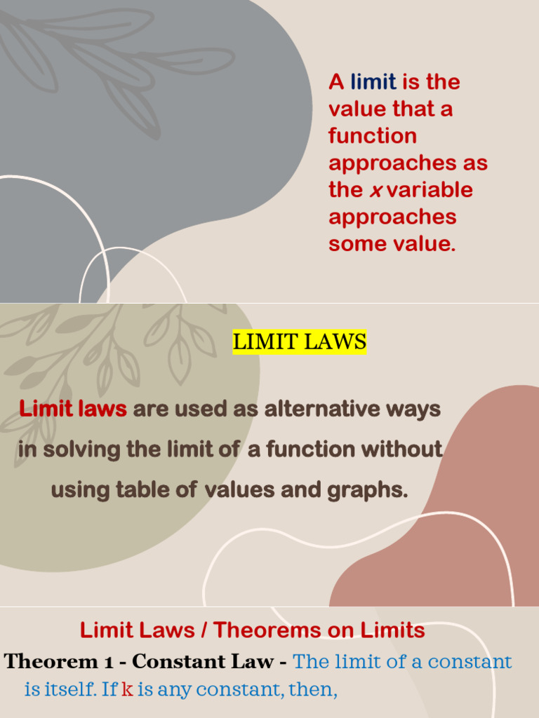 Understanding Limit Laws in Calculus | PDF | Function (Mathematics ...