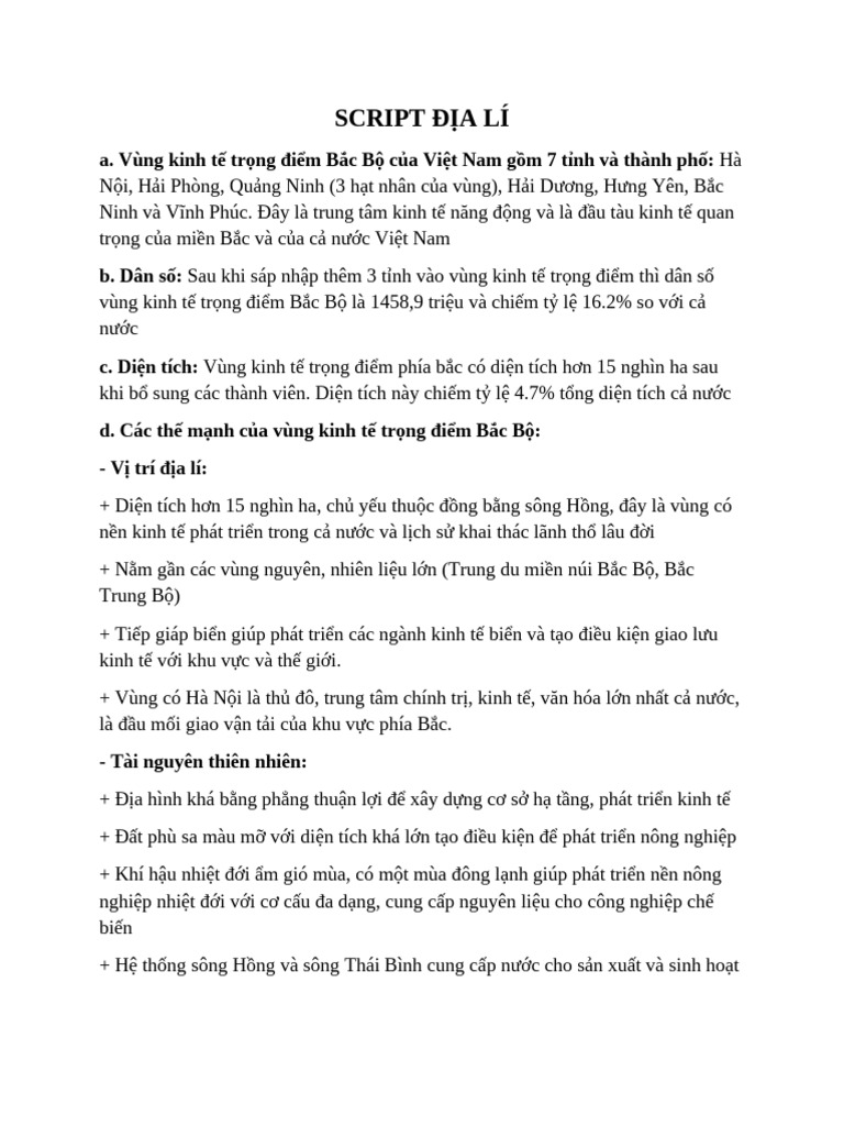 SCRIPT ĐỊA LÍ | PDF