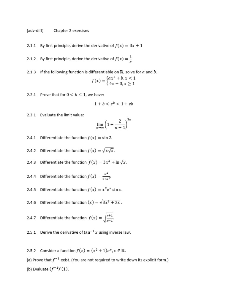 Advdiff Chap2 Ex | PDF