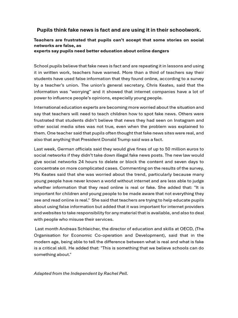 Students Misuse Fake News in Schoolwork | PDF | News | Human Communication