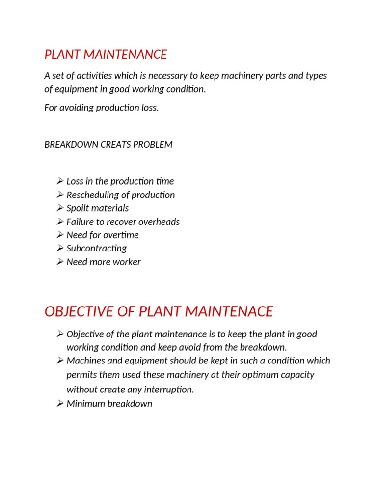 PLANT MAINTENANCE | PDF