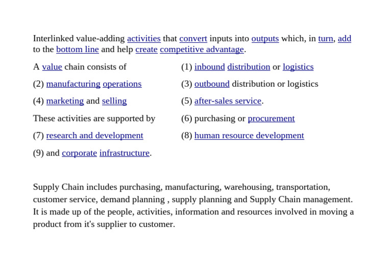 Understanding Value Chain and Supply Chain | PDF