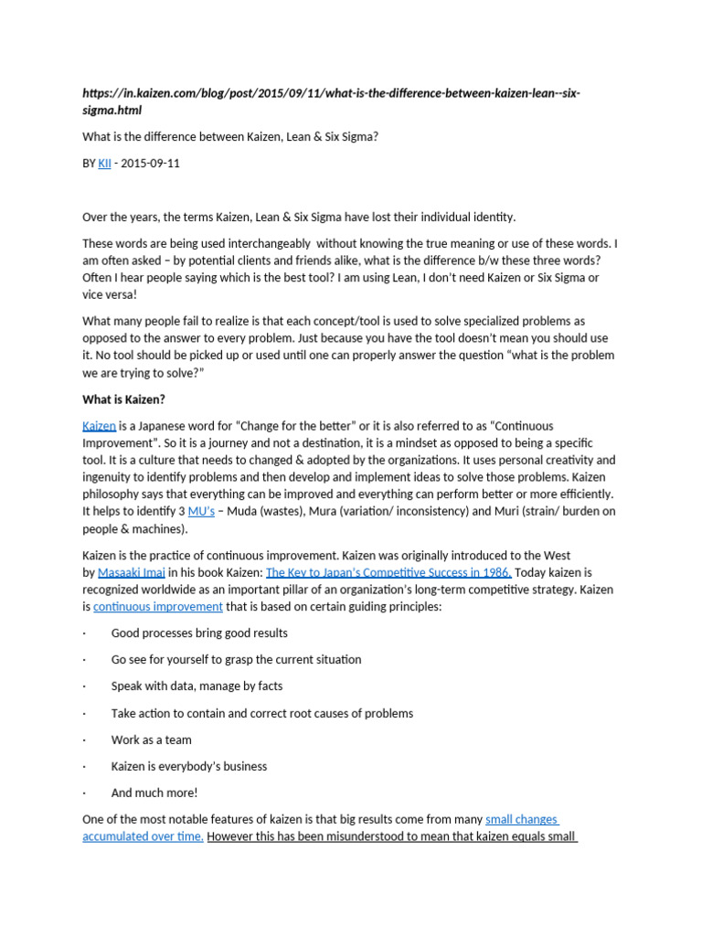 Management Tools For Continuous Improvement | PDF | Standard Deviation | Six Sigma