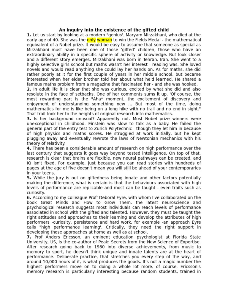 Inquiry into Gifted Children | PDF | Intellectual Giftedness | Cognition