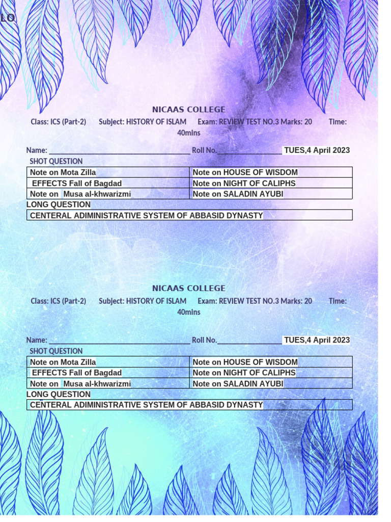 ADP HISTORY OF ISLAM TEST 3 | PDF