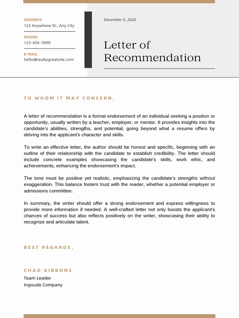 Professional Letter of Recommendation - 20250119 - 203406 - 0000 | PDF