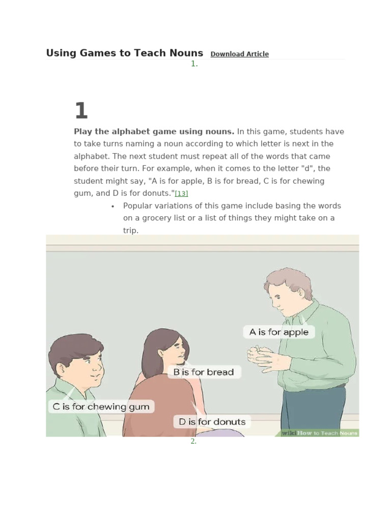 Fun Games for Teaching Nouns | PDF