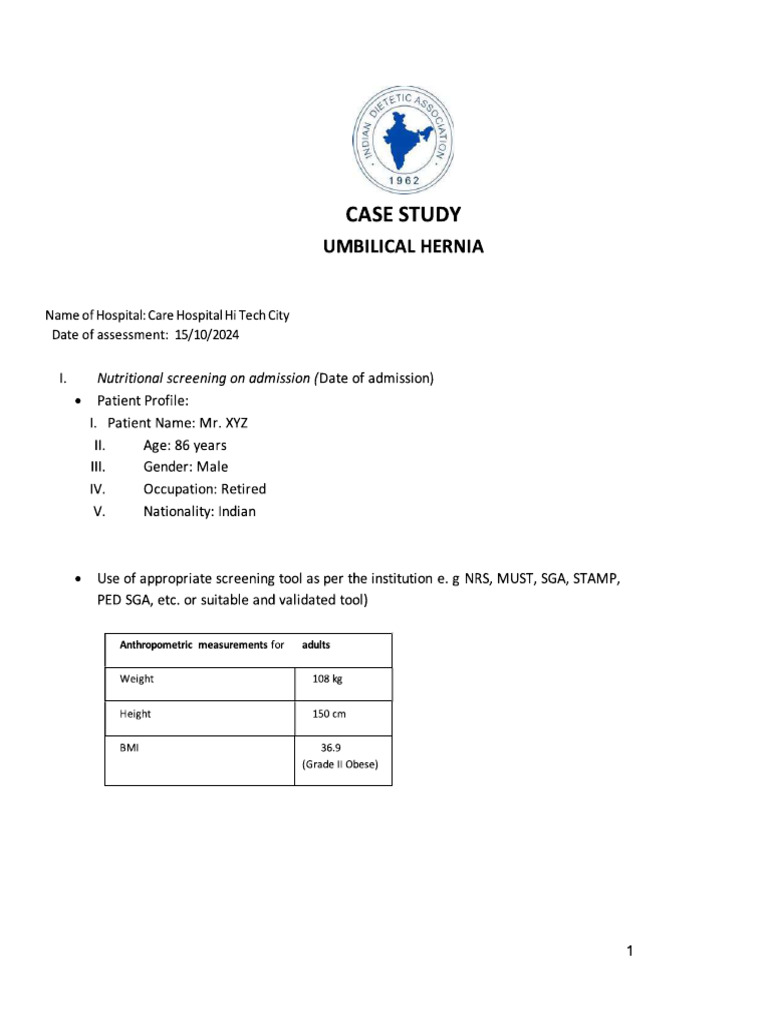 Case Study-MAJOR Umbilical Hernia | PDF