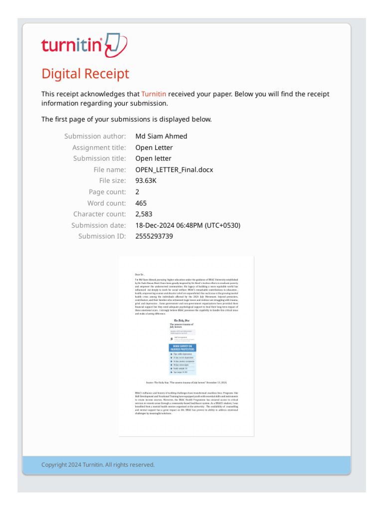 Receipt - Open Letter-2025 | PDF