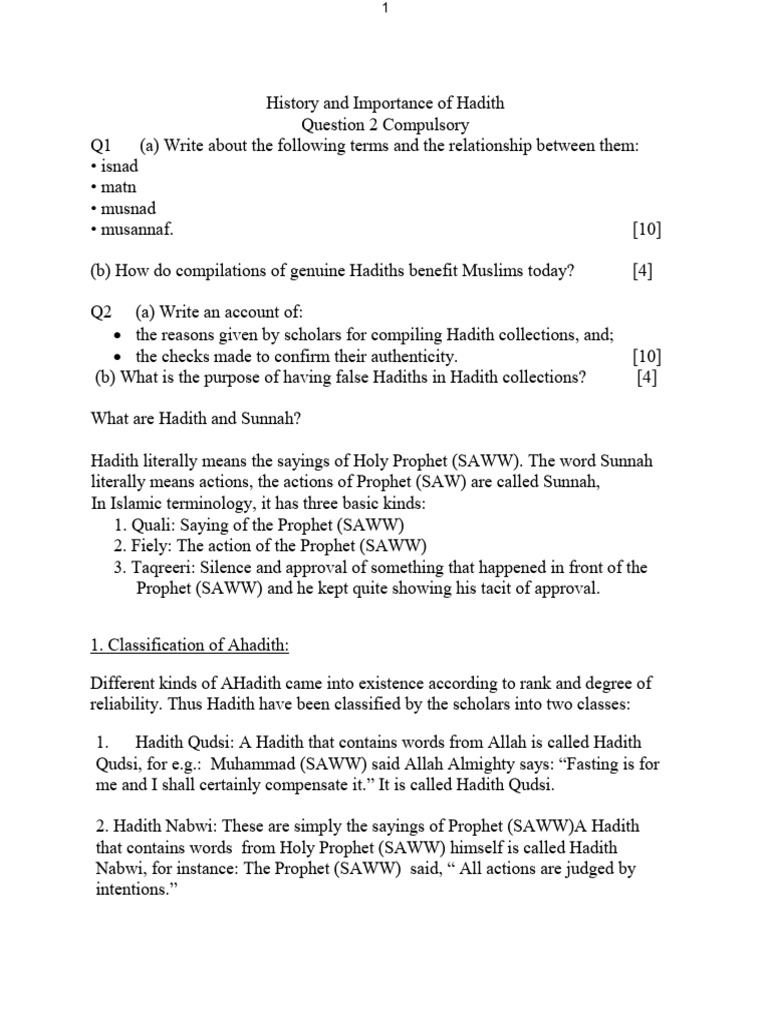 History and Importance of Hadith | PDF | Hadith | Muhammad