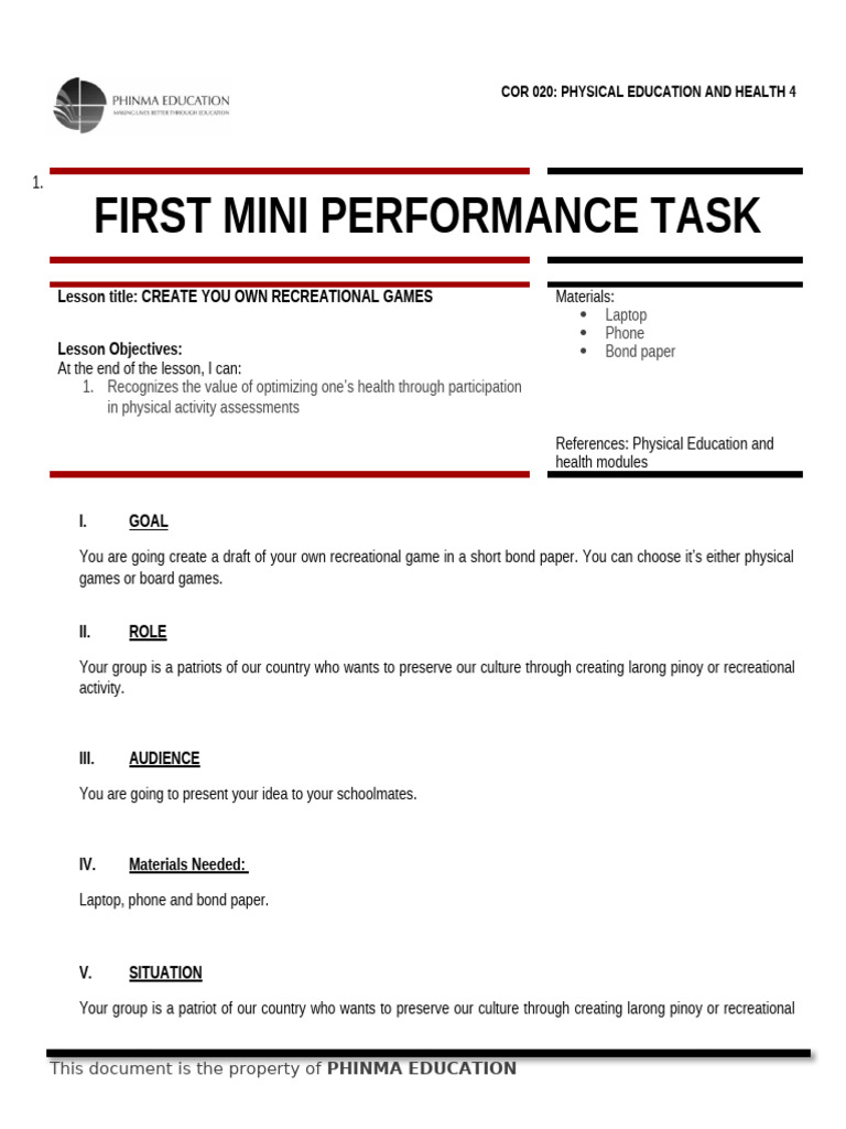 Cor 020 First Mini Performance Task 1 | PDF | Thought | Rubric (Academic)