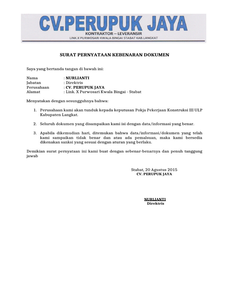 Kebenaran Dokumen (Perupuk Jaya) | PDF