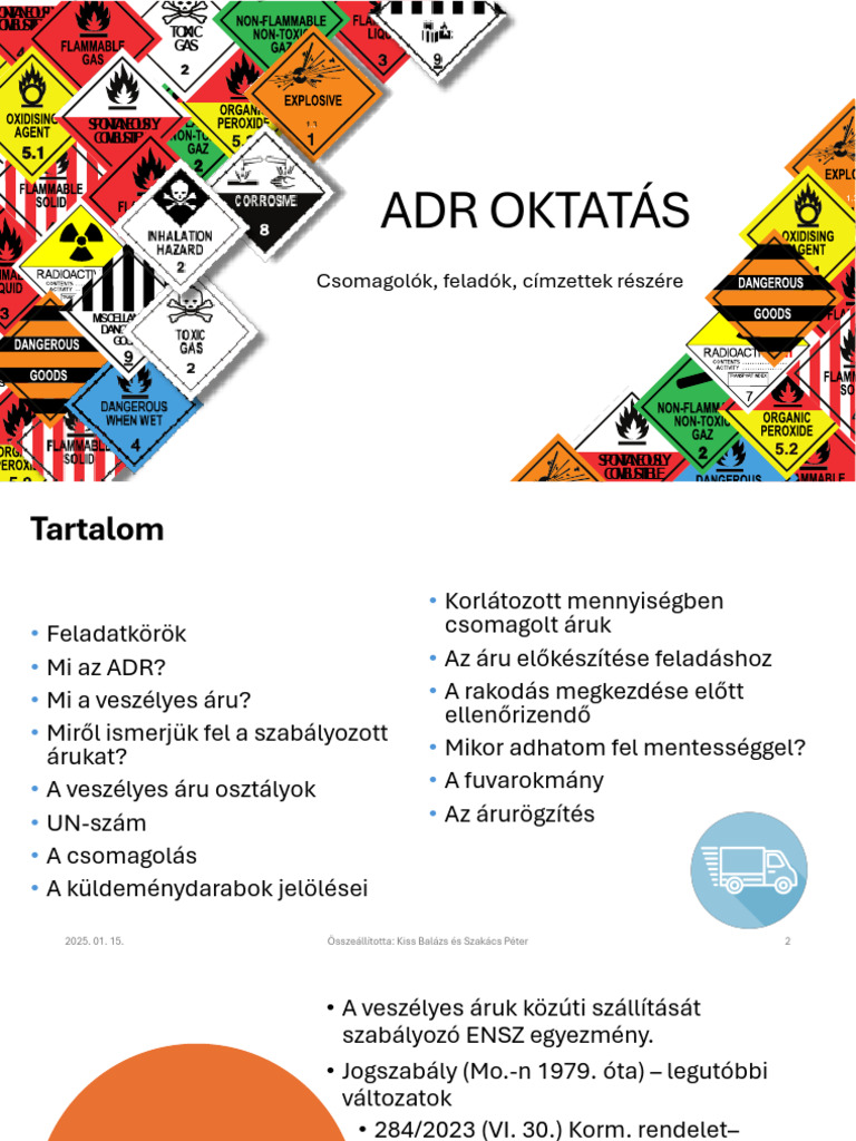 ADR 1.3 Oktatás - Gyártók1 | PDF