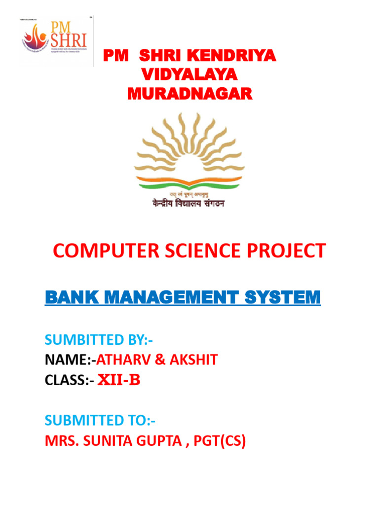 CS Project Bank Management System 2023 24 | PDF | Databases | My Sql