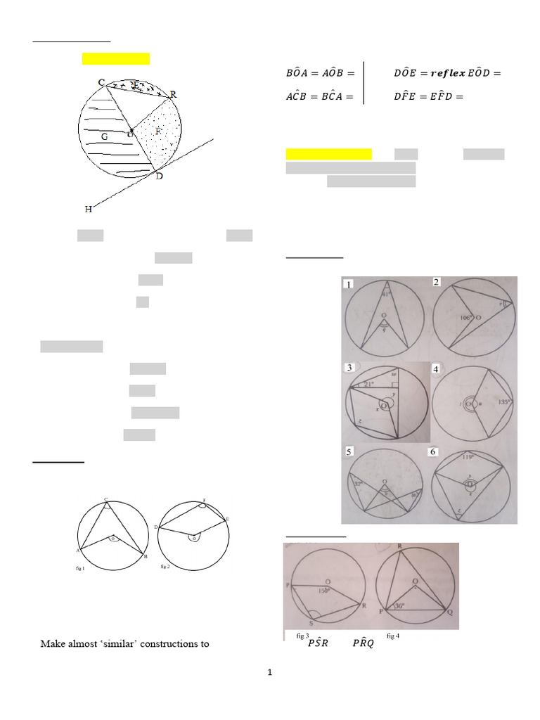 Circle Geometry: Parts and Theorems | PDF | Circle | Perpendicular