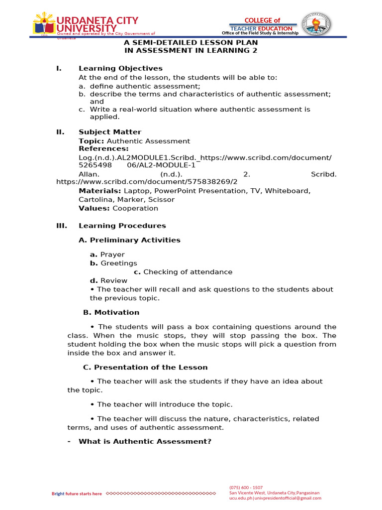 SDLP-Authentic assessment | PDF | Educational Assessment | Learning