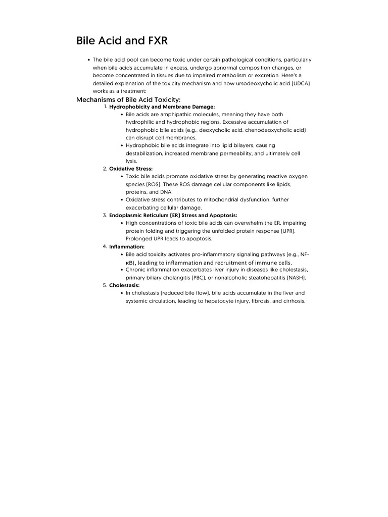 Bile Acid and FXR | PDF | Nutrients | Liver