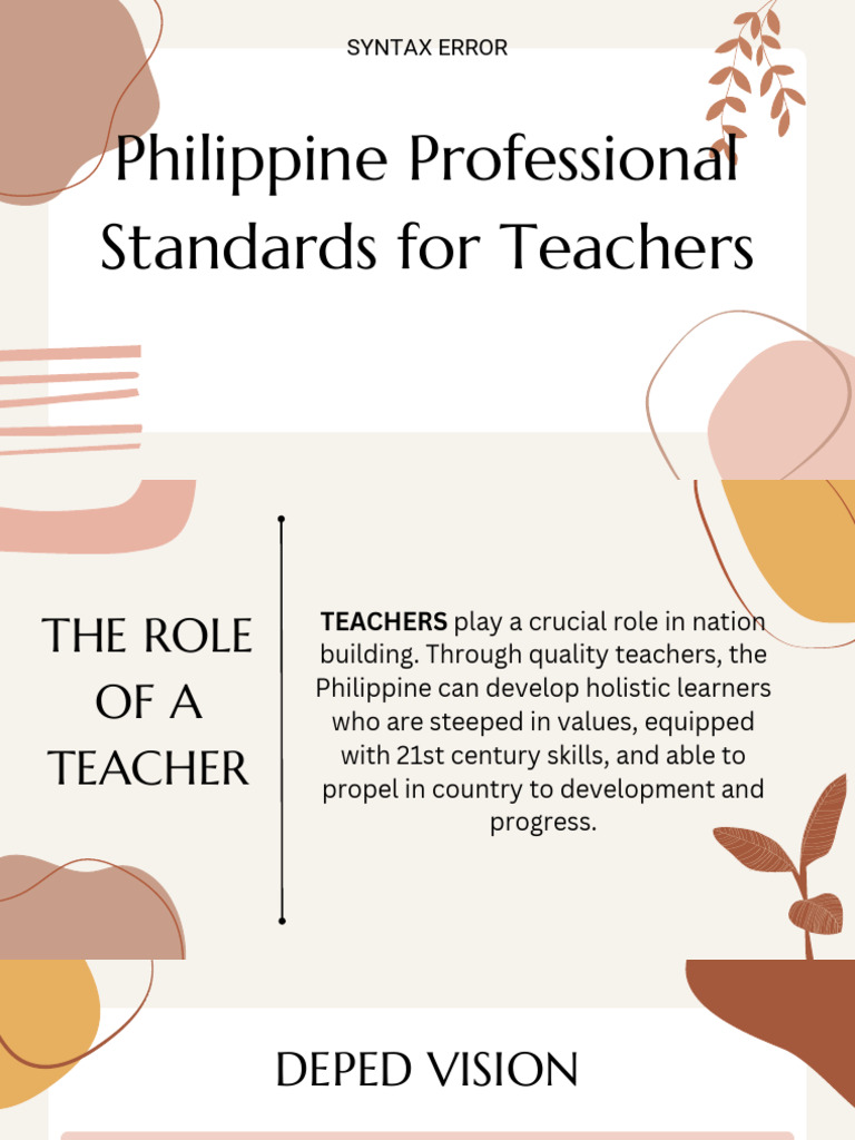 Philippine Professional Standards For Teachers 1 | PDF | Teachers ...