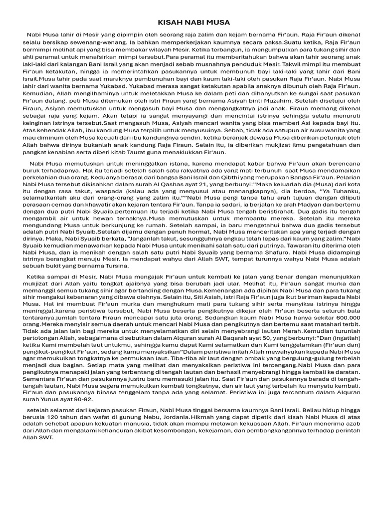 Kisah Nabi Musa | PDF
