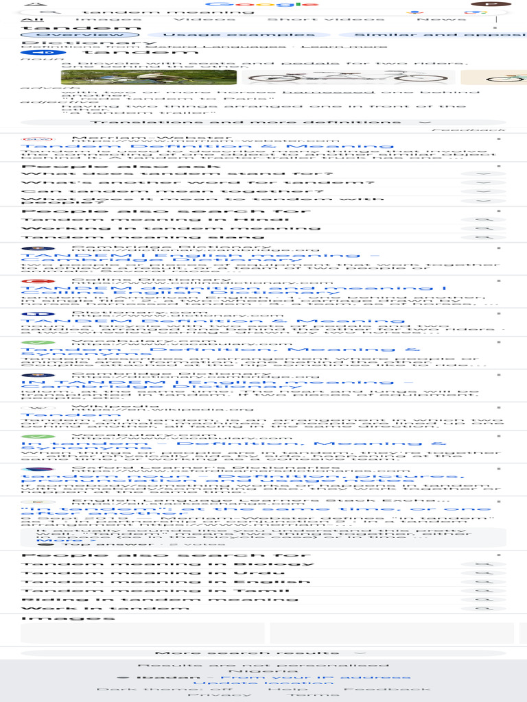 tandem meaning - Google Search | PDF | English Language | Dictionary