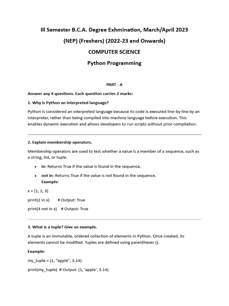 Iii Sem Python Solved QP 2023 | PDF | Class (Computer Programming ... Iii Sem Python Solved QP 2023 | PDF | Class (Computer Programming ...