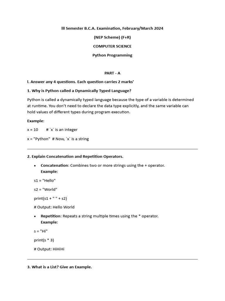 Iii Sem Python Solved Qp 2024 Pdf Variable Computer Science Control Flow